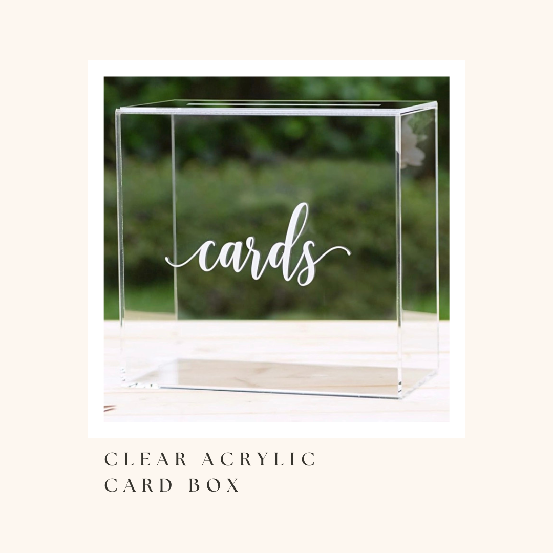 Clear Acrylic Card Box with White Font – Perfect Day Decorating