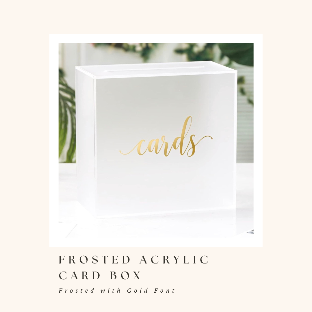 Frosted Acrylic Card Box with Gold Font – Perfect Day Decorating